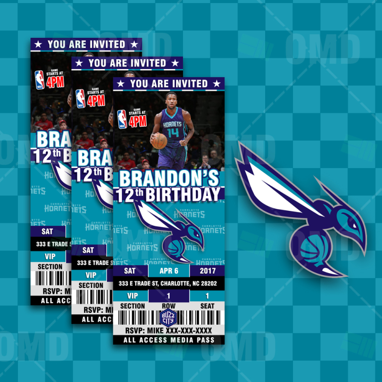 2.5×6″ Dallas Mavericks Sports Ticket Style Party Invites – Sports Invites