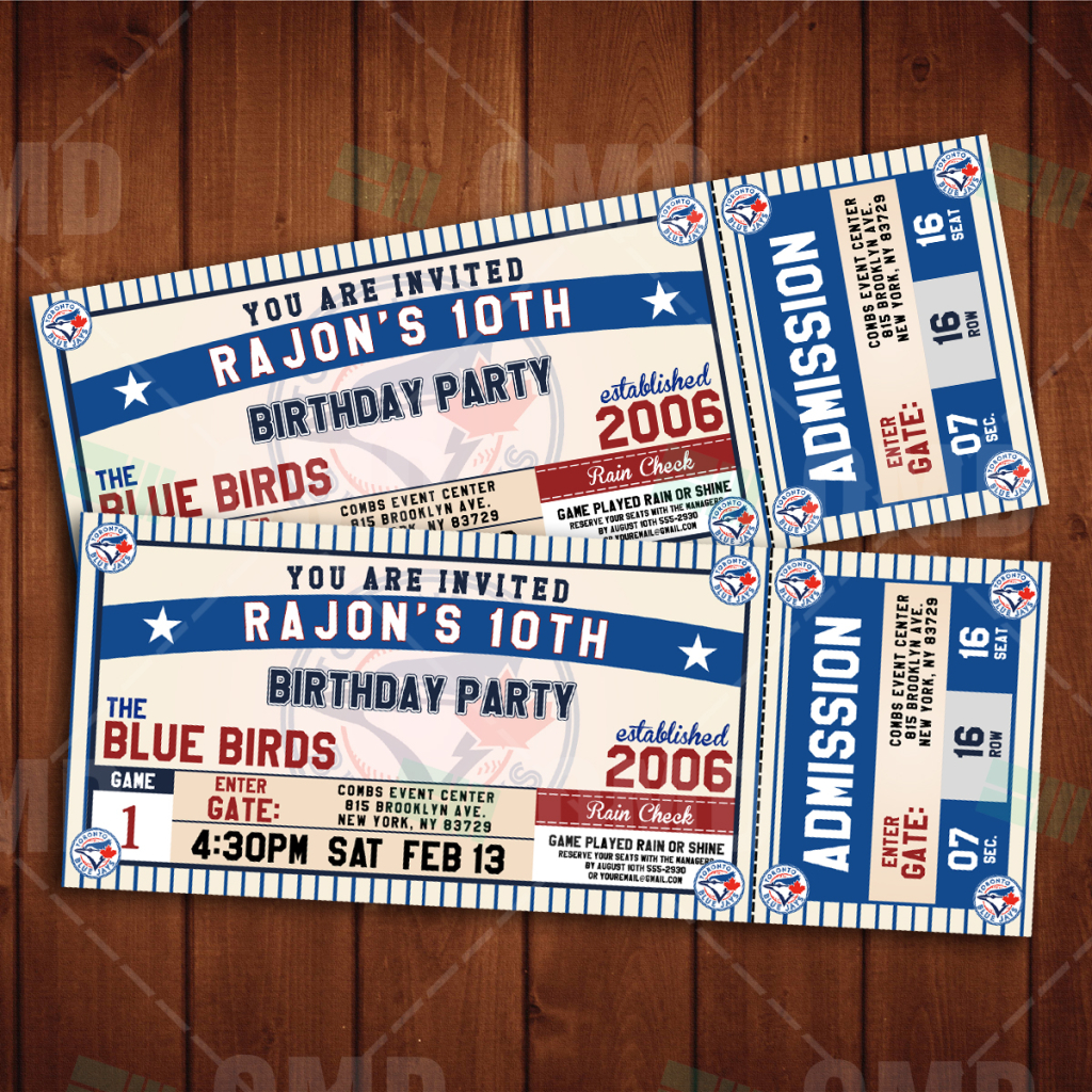 Seattle Mariners Ticket Style Sports Party Invitations – Sports Invites