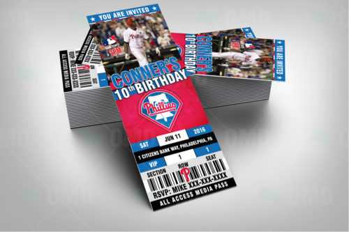 Philadelphia Phillies Baseball Sports Party Invitations – Sports Invites