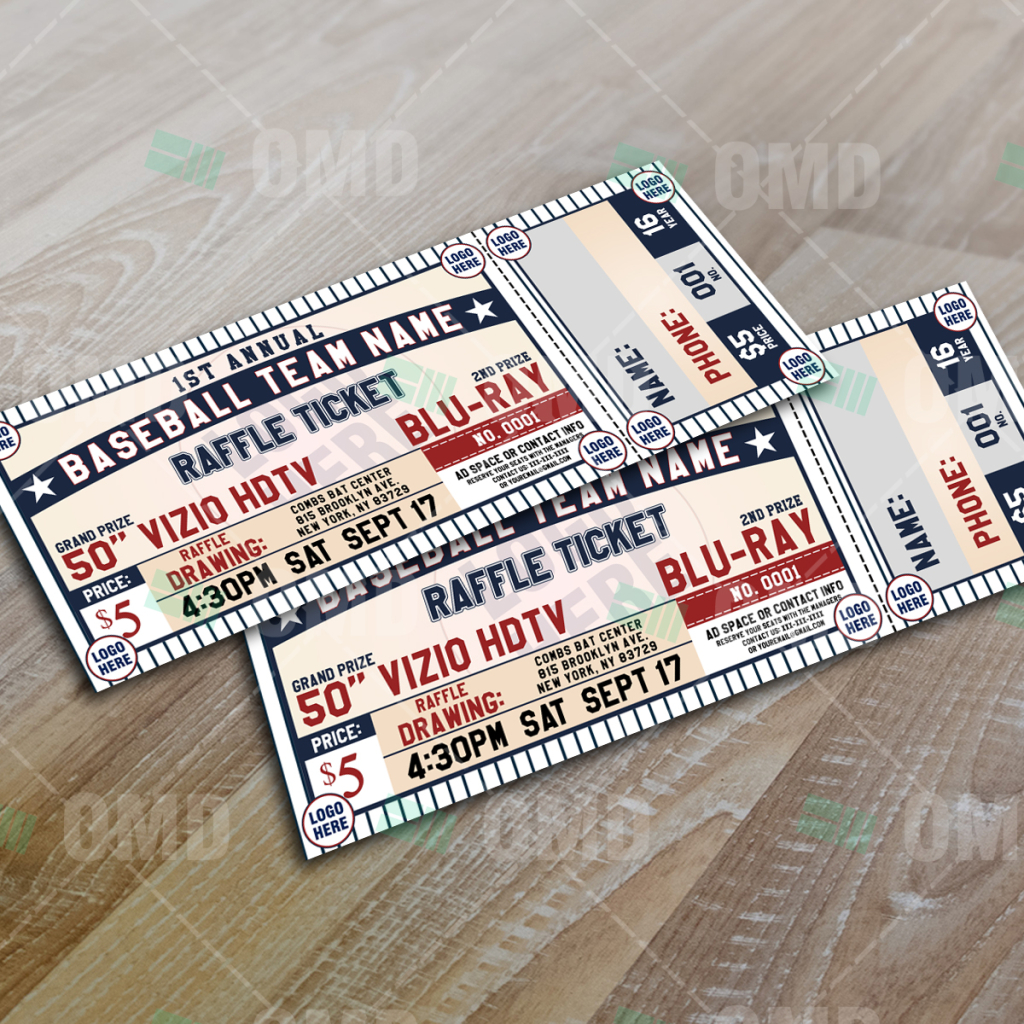 Classic Baseball Raffle Ticket Template – Sports Invites