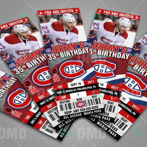 Montreal Canadiens Ticket Style Sports Party Invitations – Sports Invites