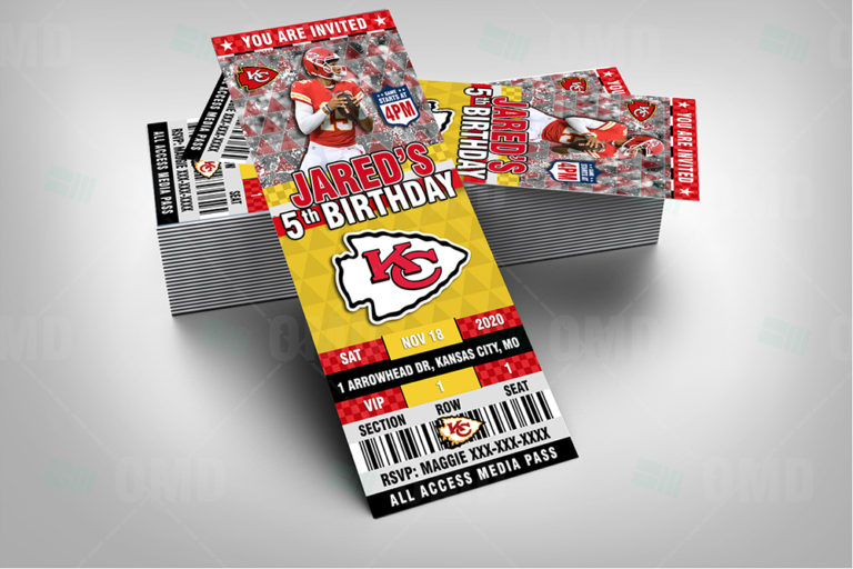 Kansas City Chiefs Ticket Style Sports Party Invites – Sports Invites