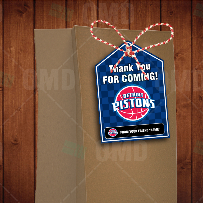 Detroit Pistons Bag Tag – Lollie Tags Party Favors – Sports Invites