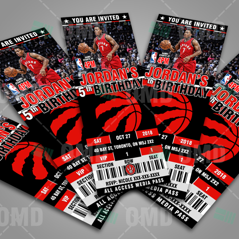 Toronto Raptors Ticket Style Sports Party Invites – Sports Invites
