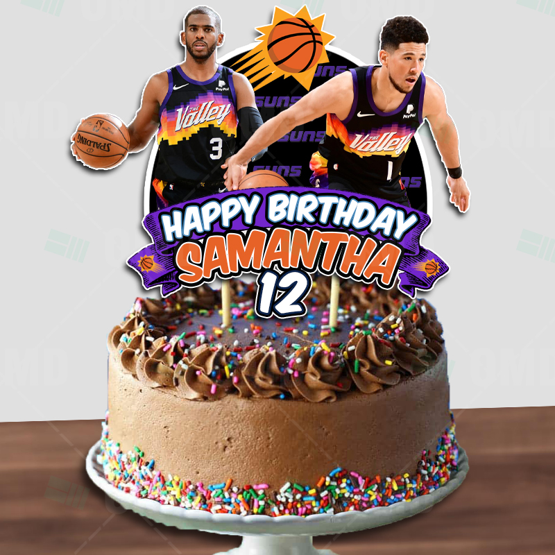 Phoenix Suns Birthday Cake Topper Sports Party Custom Cake Toppers ...